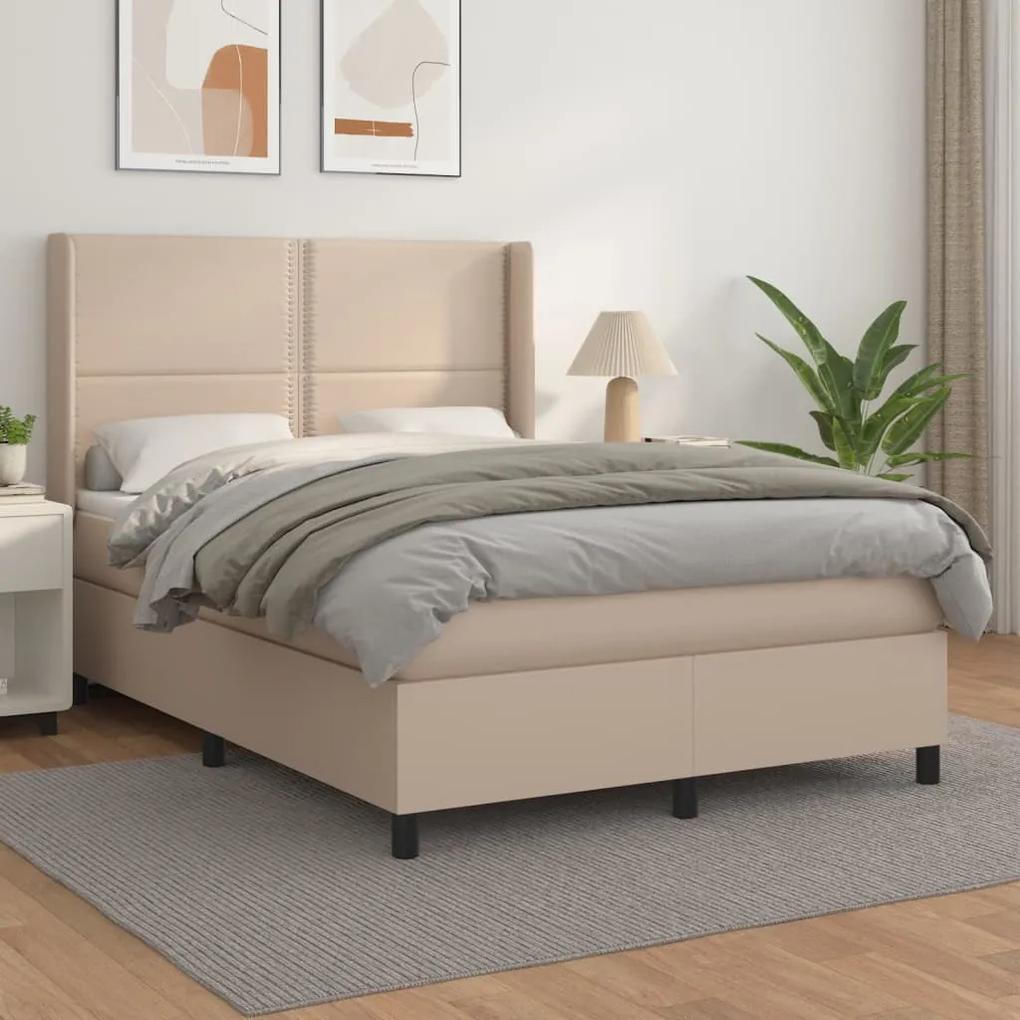 Box spring postel s matrací cappuccino 140x190 cm umělá kůže,  3132440