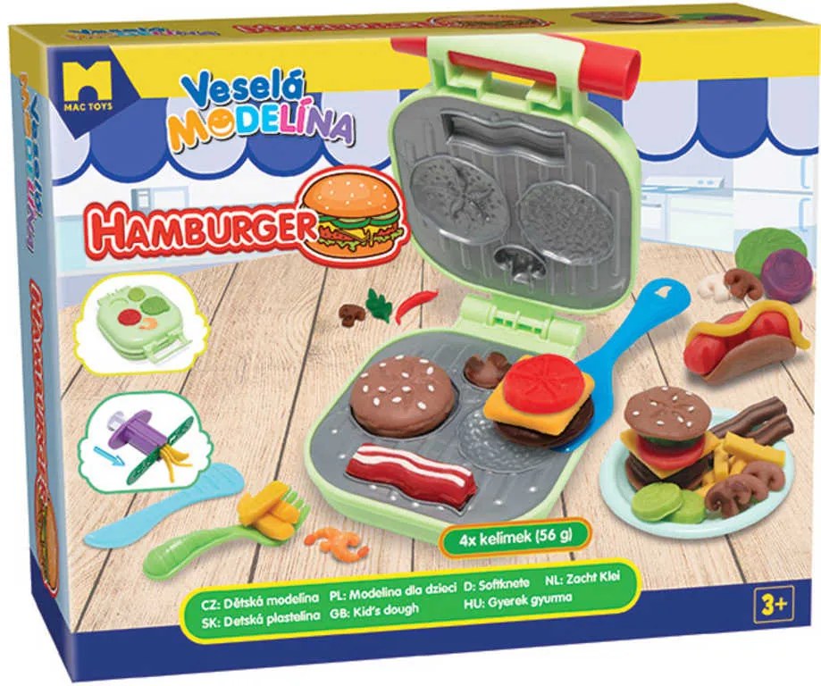 MAC TOYS Modelína veselá Burger kreativní set s nástroji výroba hamburgeru m4411632