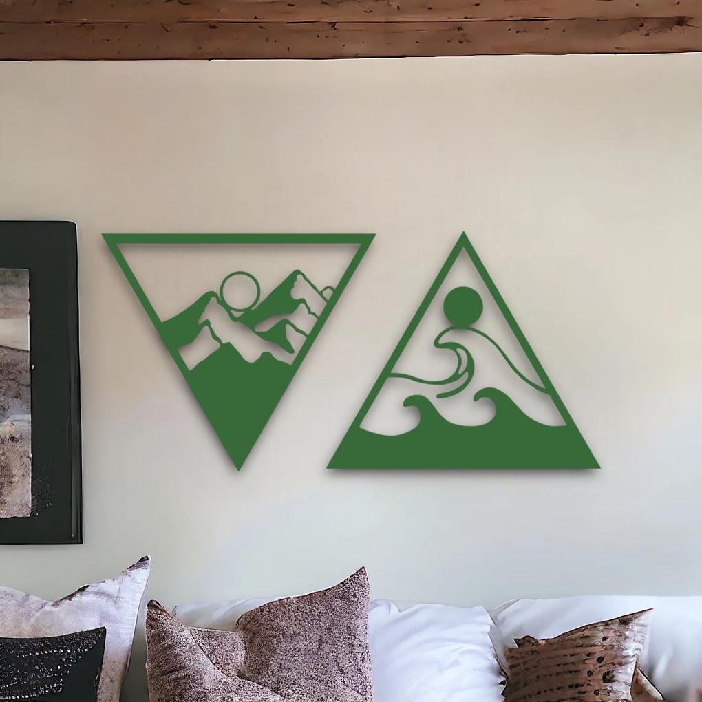 Příroda v trojúhelníku 5 - kovový obraz na zeď Velikost: 100cm, Barva: Green