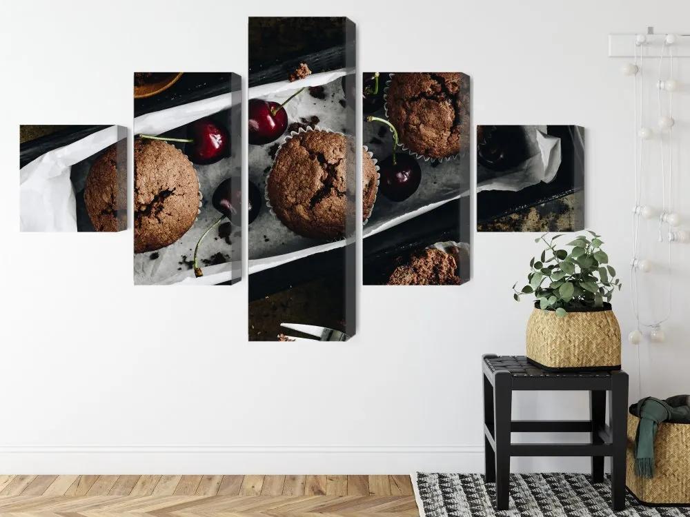 Vícedílný obraz Muffiny S Třešněmi Nedostatek Nedostatek Přírodní plátno 150x90
