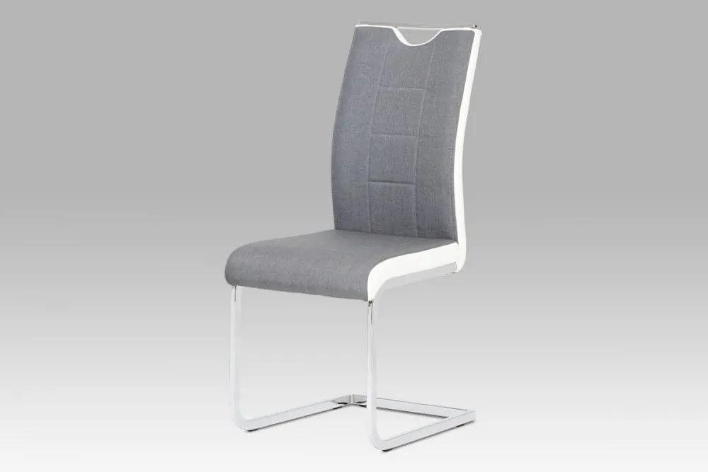 Jídelní židle chrom / šedá látka + bílá koženka DCL-410 GREY2 Autronic