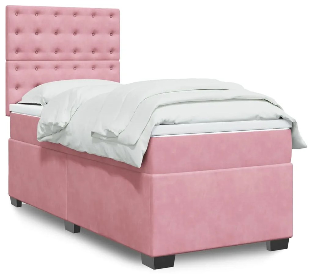 Box spring postel s matrací růžová 90x200 cm samet 3290827