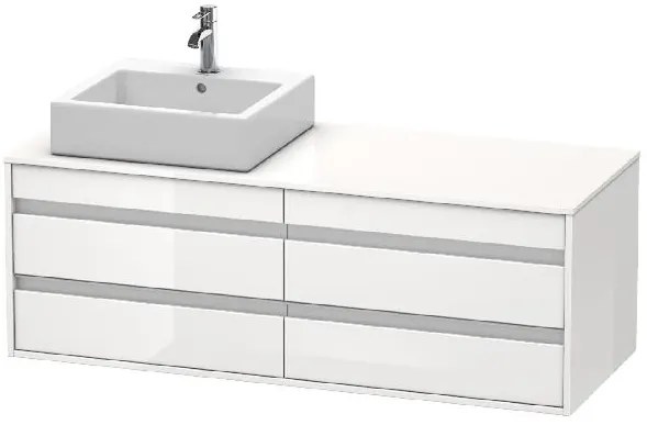 Duravit Ketho - Umyvadlová skříňka 50x140x55 cm, levá, 4 zásuvky, lesklá bílá KT6657L2222
