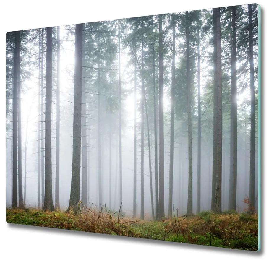 Skleněná krájecí deska Mlha v lese 60x52 cm