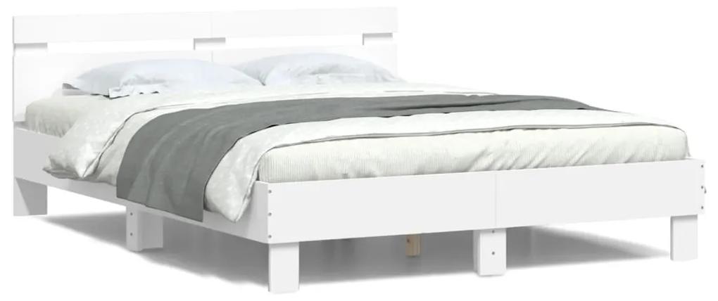 Rám postele s čelem a LED osvětlením bílý 150 x 200 cm,  3207539