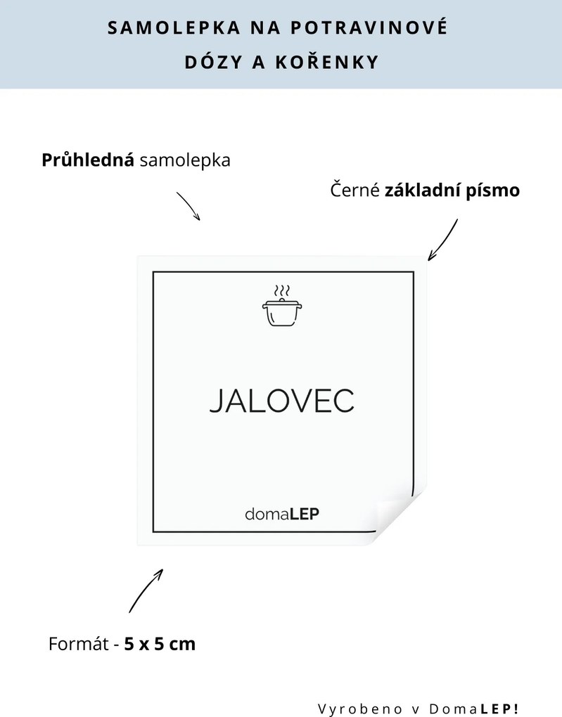 Samolepka na kořenky JALOVEC průhledná  5 × 5 cm základní písmo