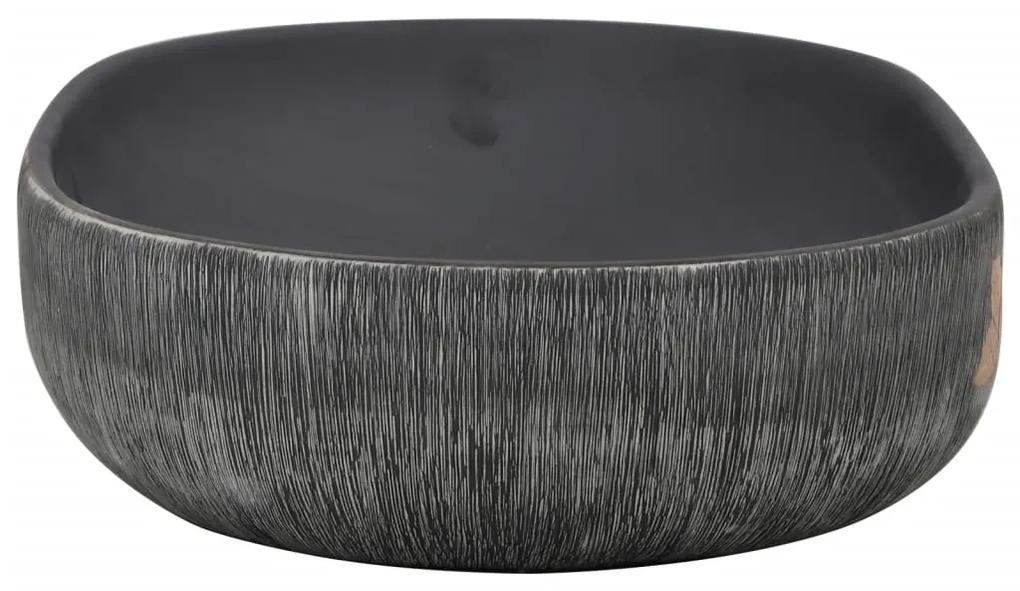 Umyvadlo na desku šedé a černé oválné 59 x 40 x 14 cm keramika,  155107