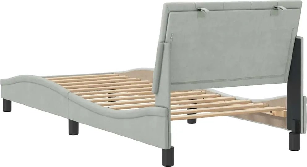 Rám postele bez matrace Hanko světle šedý 90 x 200 cm samet 3207825