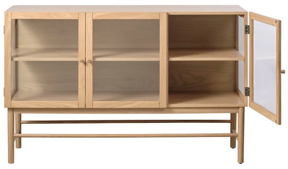Vitrína z dubového dřeva v přírodní barvě 88x140 cm Elba – Unique Furniture