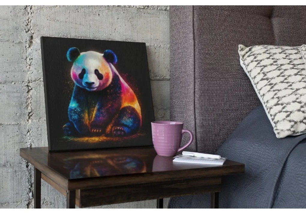 Obraz na plátně - barevná Panda FeelHappy.cz Velikost obrazu: 80 x 80 cm