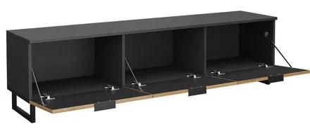 TV stolek/skříňka Surezi 150, Barva: Černý grafit/Černý grafit + Wotan