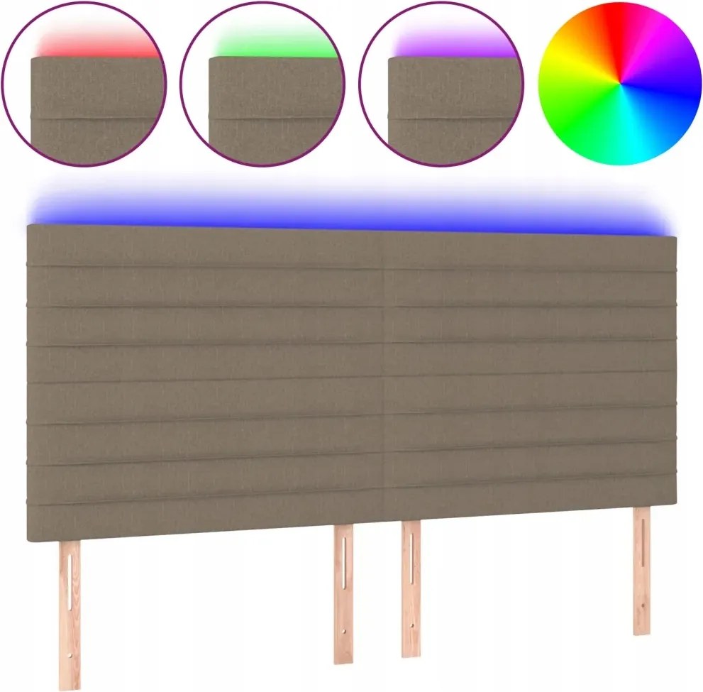 vidaXL Opěrka hlavy k posteli s Led, taupe, 180x5x118/128 cm, látka
