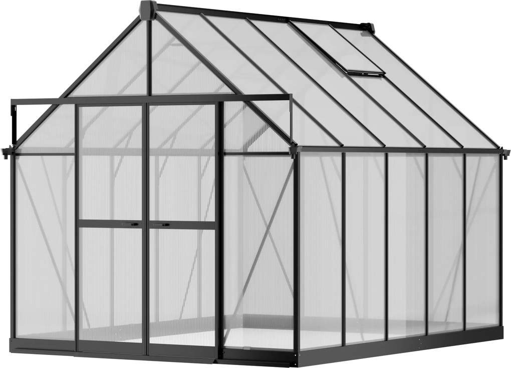 Skleník 234 x 244 x 312 cm, zesílená konstrukce, polykarbonát 6 mm