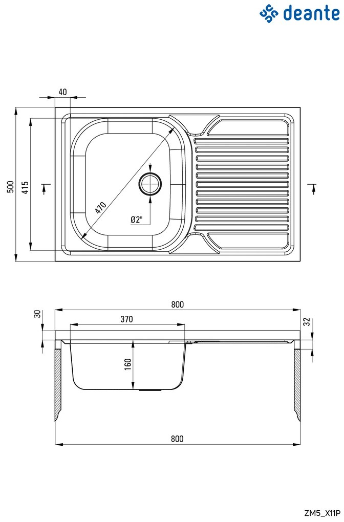 Deante Dřez Tango s odkapávačem na pravé straně, nerez - ZM5 011P