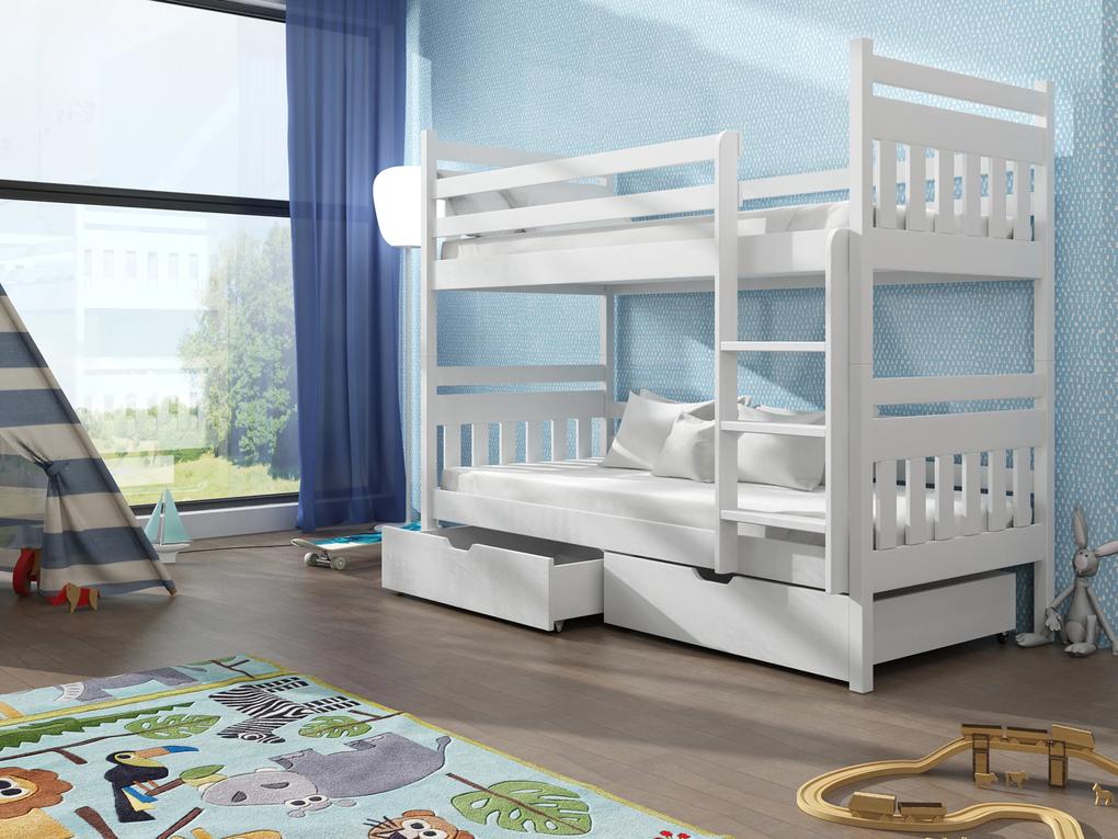 Dětská postel 90 cm ARAS (s roštem a úl. prostorem) (bílá). 1013426