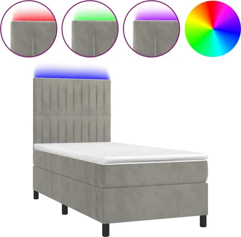 vidaXL Box spring postel s matrací a LED 80x200 cm samet [3136209] Barva: Tmavě moddrá