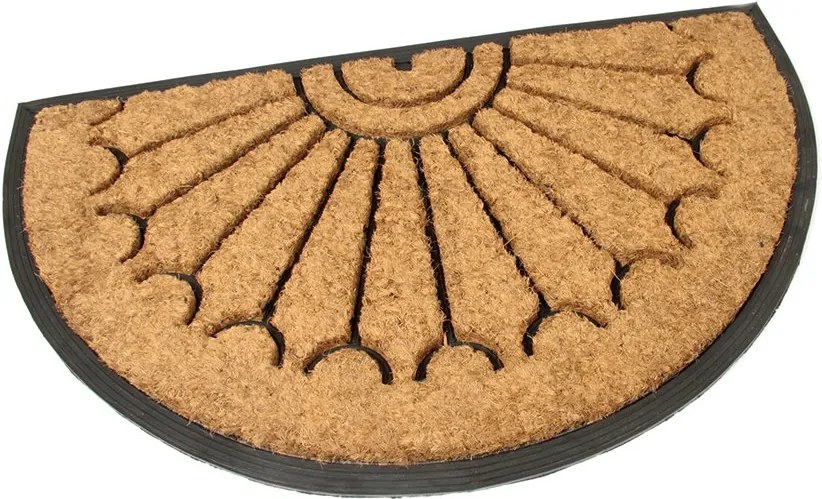 Kokosová čistící venkovní vstupní půlkruhová rohož Rays, FLOMAT - délka 45 cm, šířka 75 cm a výška 2,2 cm