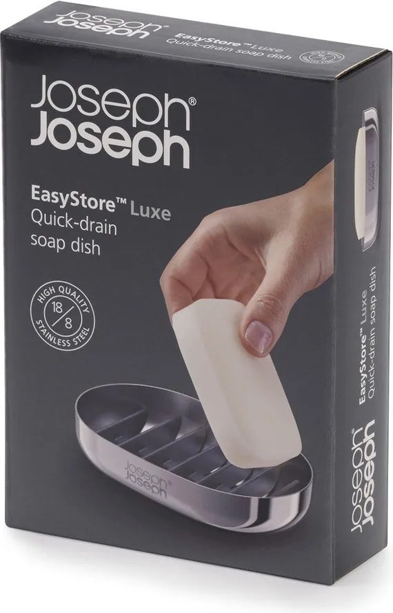 Mýdlenka z nerezové oceli v leskle stříbrné barvě EasyStore Luxe – Joseph Joseph