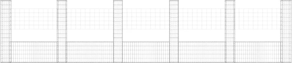 Gabionový koš ve tvaru U se 6 sloupky železo 620 x 20 x 150 cm 151286