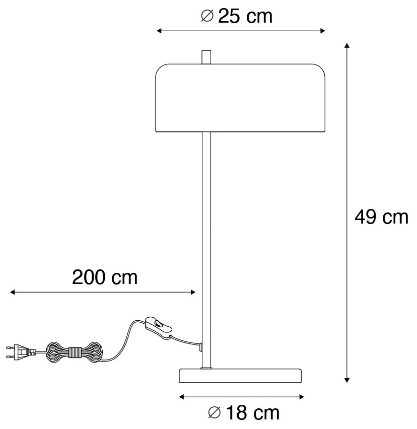 Retro stolní lampa černá se zlatým vnitřkem - Jinte