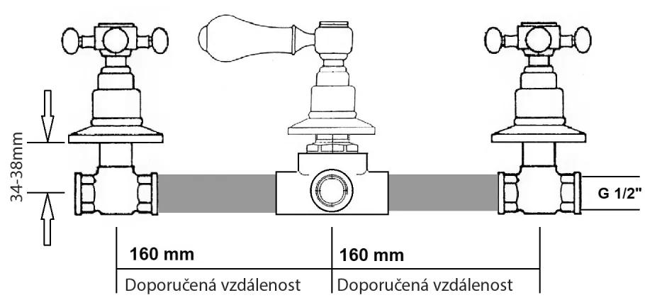 Sapho ANTEA podomítková sprchová baterie, 2 výstupy, bronz SET305-106