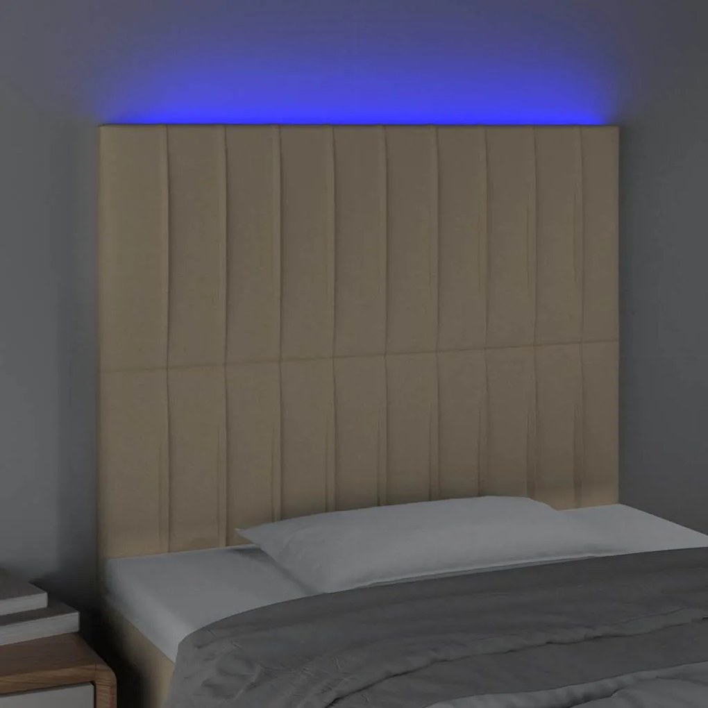 Čelo postele s LED krémové 100x5x118/128 cm textil 3122657