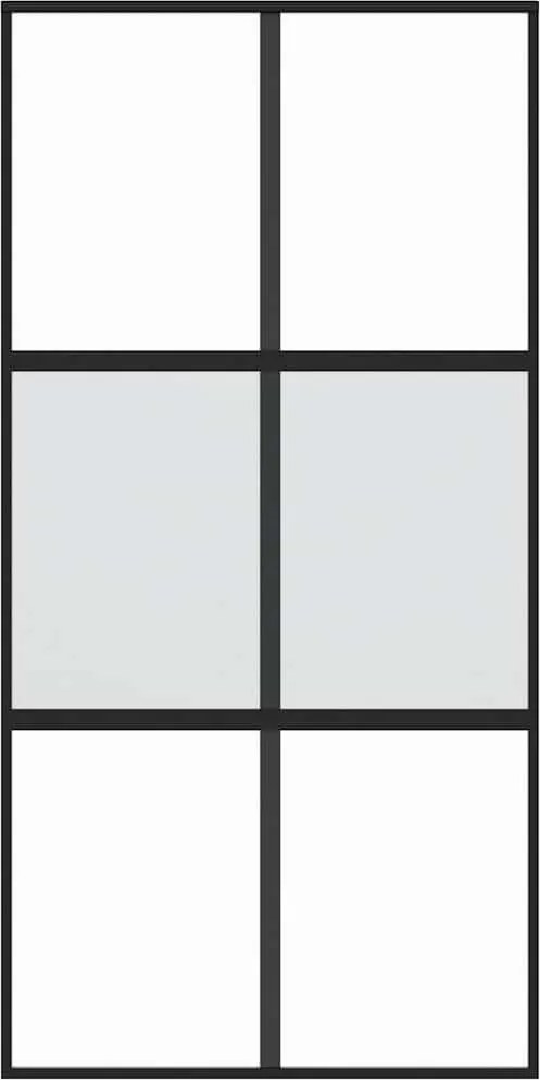 Posuvné dveře černé 102,5 x 205 cm tvrzené sklo a hliník 155212