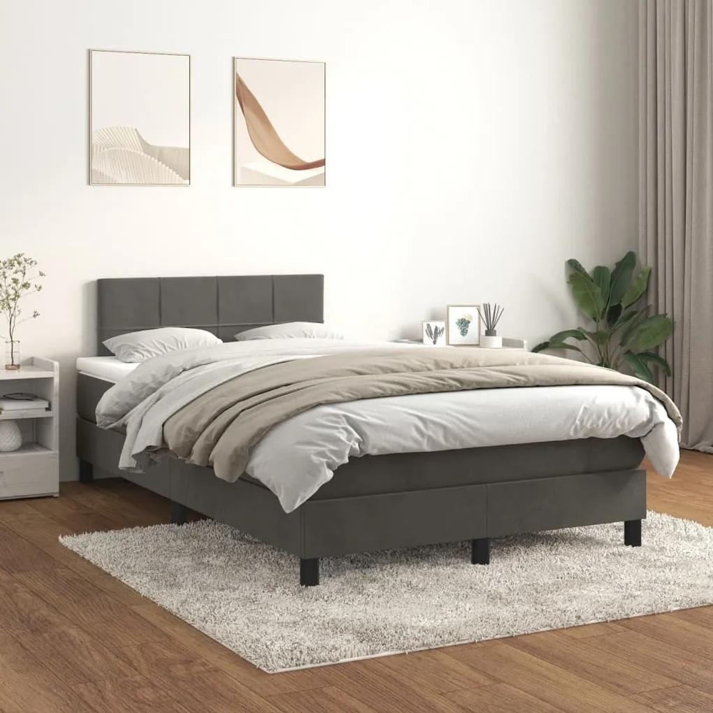 vidaXL Box spring postel s matrací 120 x 200 cm samet [3141295] Barva: světle šedá