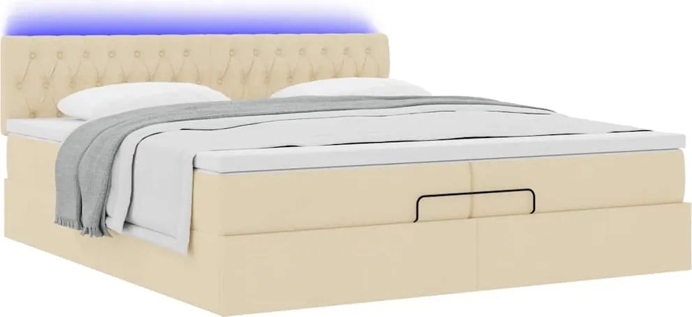 Osmanský rám postele s matrací krémová 200x200cm textil 3312421