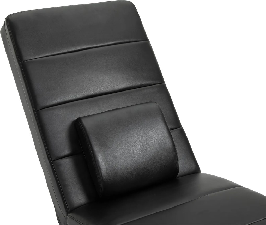 HOMCOM Relaxační lehátko kožené s masážní funkcí, 58 x 163 x 87 cm, do 120 kg, 8 masážních bodů, s dálkovým ovládáním, vysoký opěrný polštář, černá |…