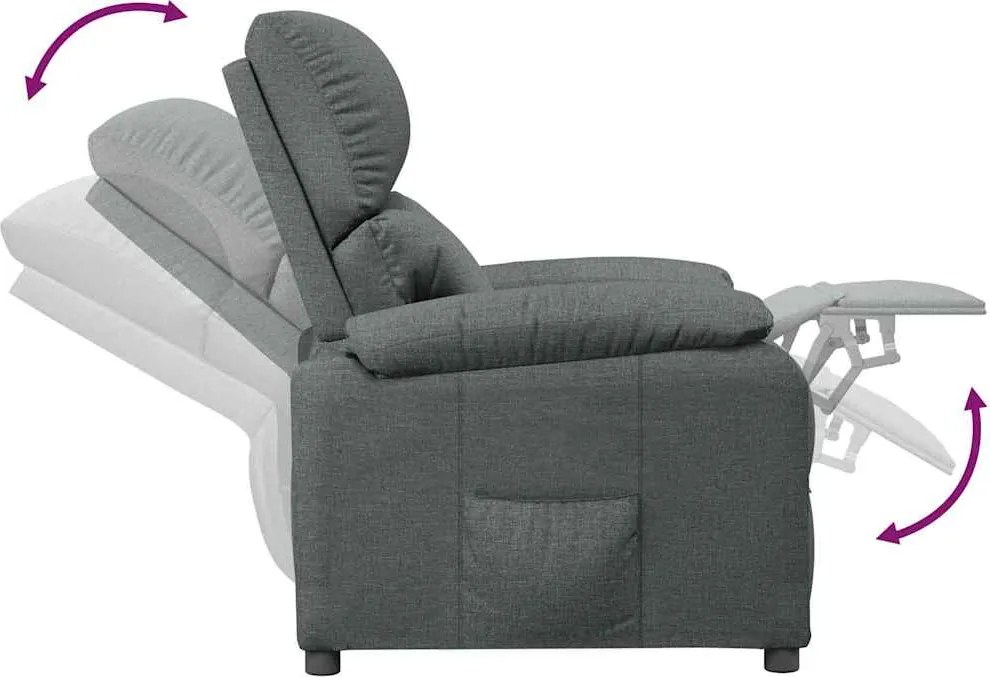 Polohovací křeslo tmavě šedé textil 340178