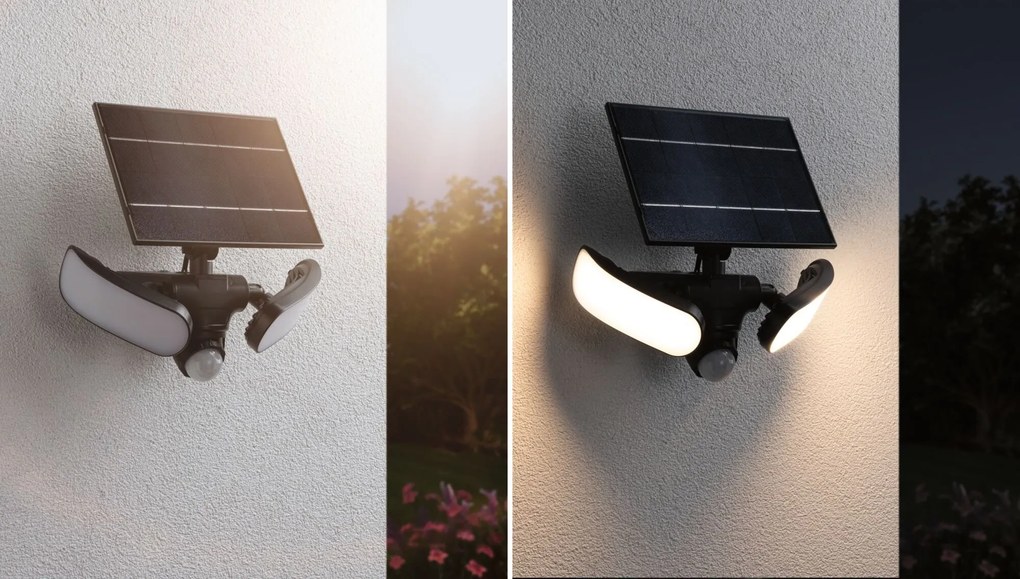 P 94610 Solární LED osvětlení zdí Sonlig pohybové čidlo (IR) IP65 hranaté 286x137mm 3000K 2x9W antracit umělá hmota - PAULMANN