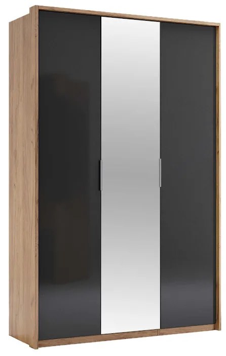 Expedo Šatní skříň DOTA 3D se zrcadlem, 139,8x213,2x58,5, dub kraft/smooth grey