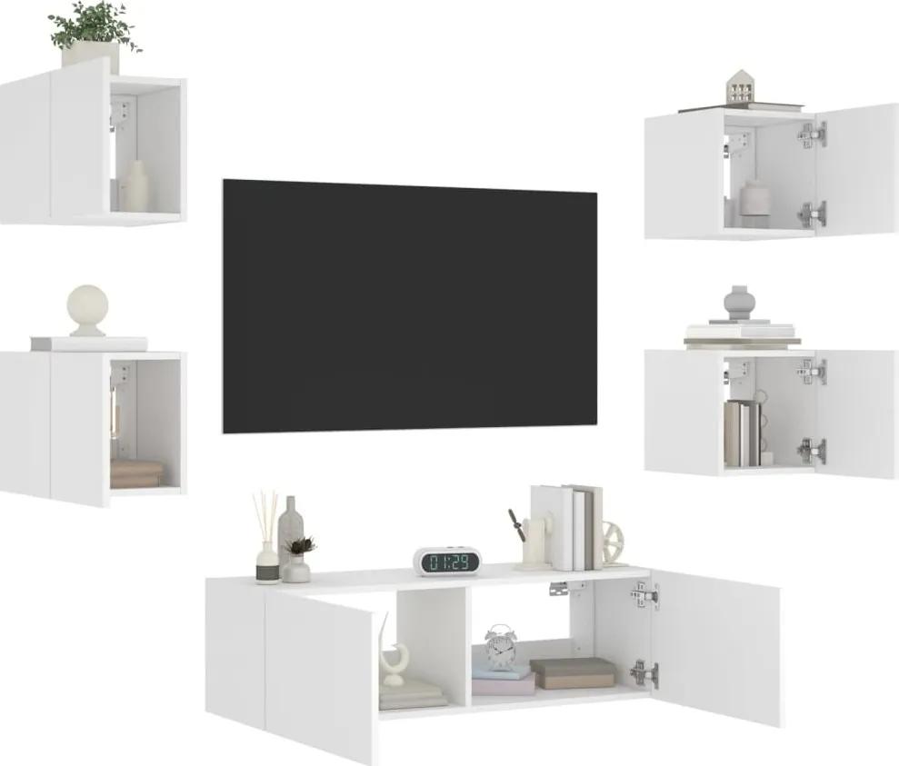 vidaXL 5dílná obývací stěna s LED osvětlením [3216864] Barva: Černá