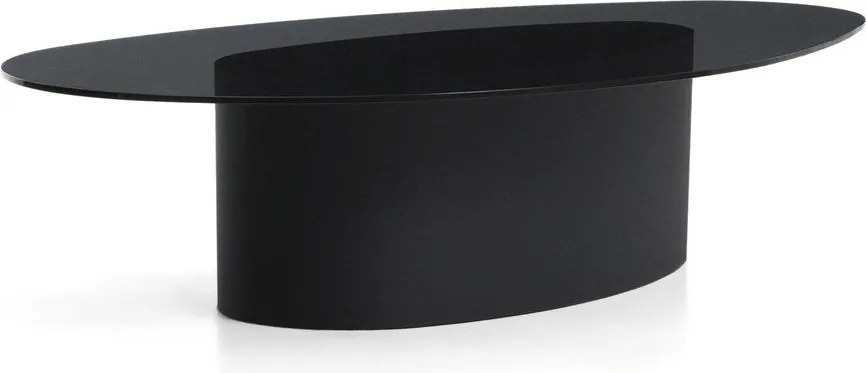 Černý konferenční stolek se skleněnou deskou 81x140 cm Olir – Kave Home