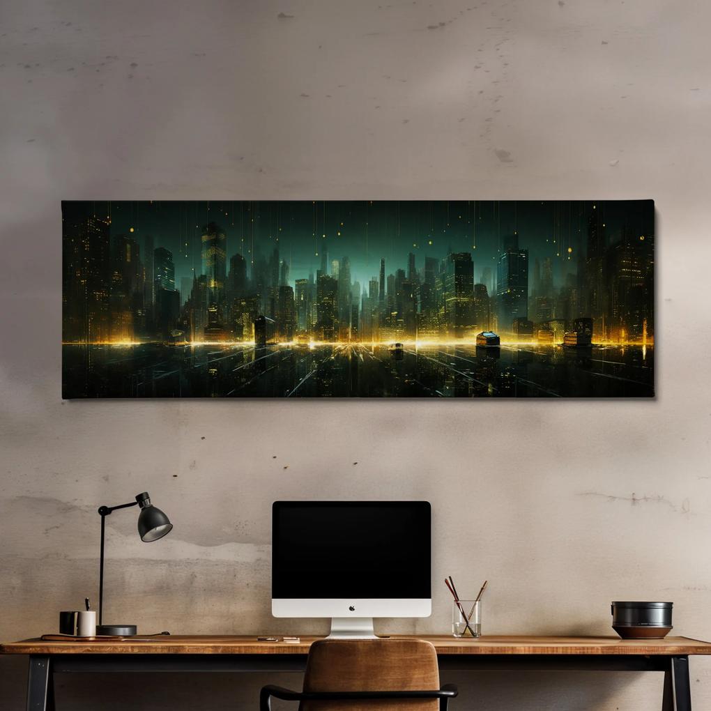 Obraz na plátně - Futuristické město - Záblesk budoucnosti FeelHappy.cz Velikost obrazu: 240 x 80 cm