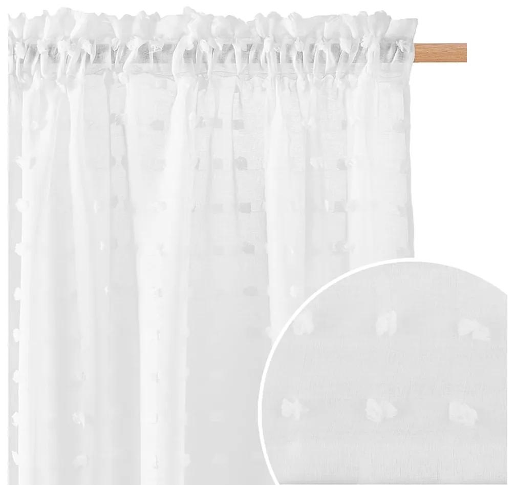 Room99 Záclona na pásce Casablanca Bílá Tečky Barva: Bílá, Velikost: 140 x 250 cm