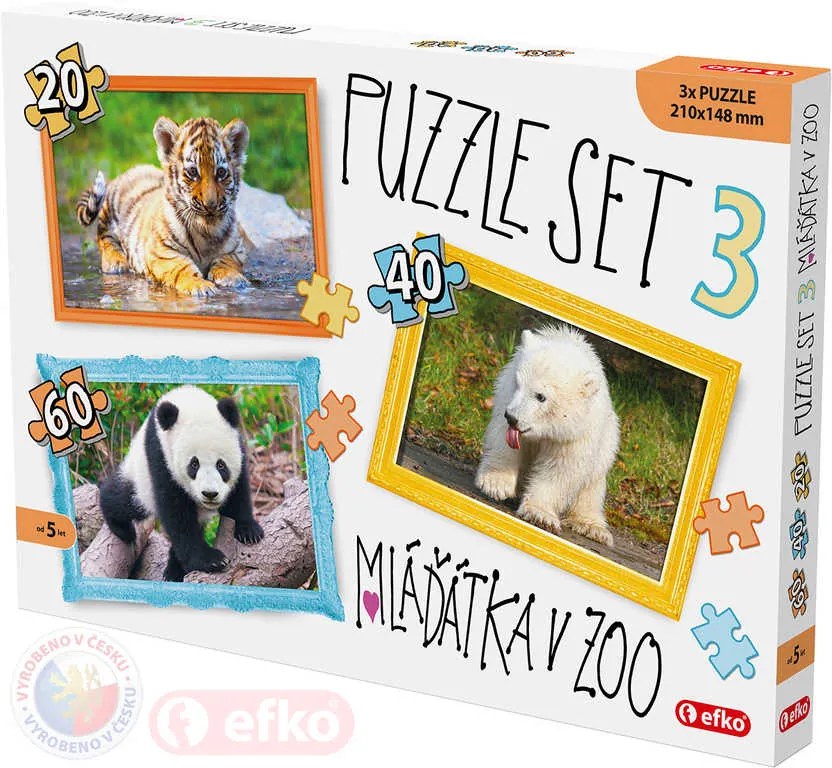 EFKO Puzzle 3v1 Mláďátka v ZOO skládačka foto 21x15cm ef54811