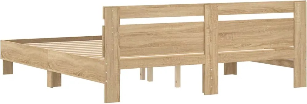 Rám postele s čelem dub sonoma 200 x 200 cm kompozitní dřevo 3207394