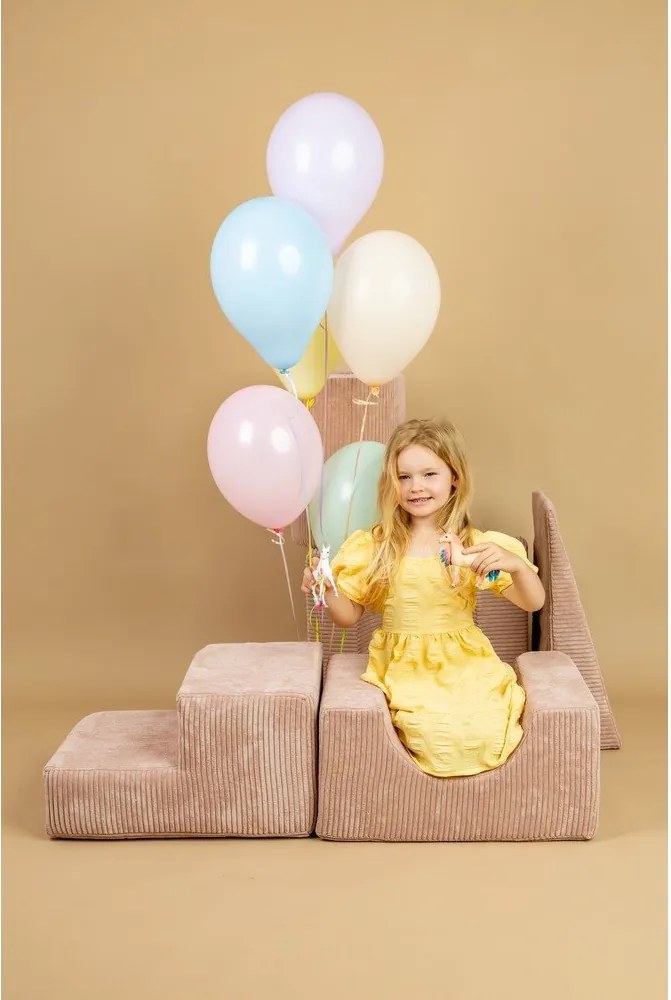 Růžové manšestrové pěnové hřiště 3 ks výška 30 cm 83x45 cm – Meowbaby
