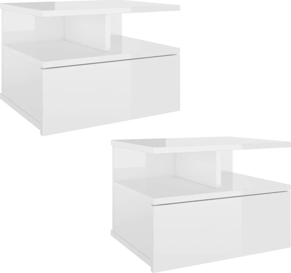 vidaXL Plovoucí noční stolky 2 ks 40 x 31 x 27 cm kompozit [800414] Barva: Bílá