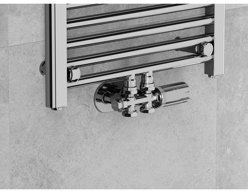 Mexen Duplex G05, úhlový/přímý termostatický set s kulatým krytem R, DN50, chromová, W908-958-905-01