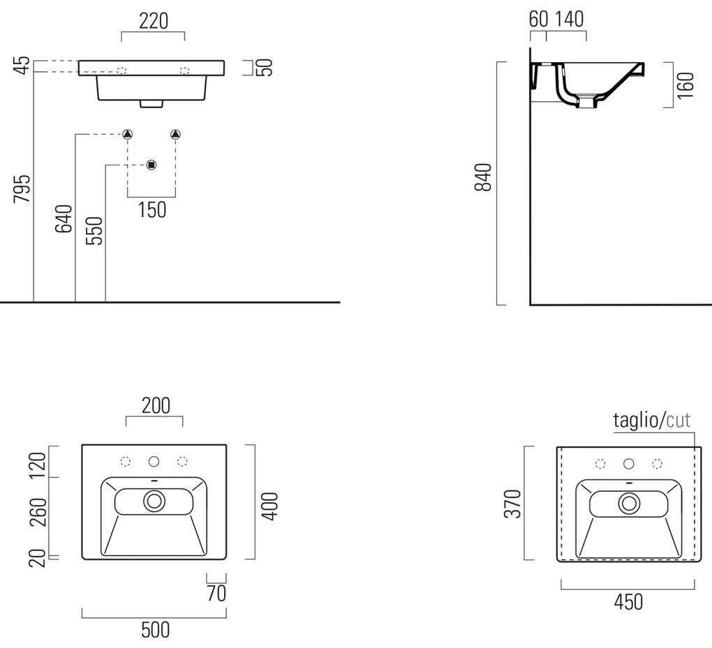 GSI, NORM keramické umyvadlo 50x18x40 cm, bílá ExtraGlaze, 8638111