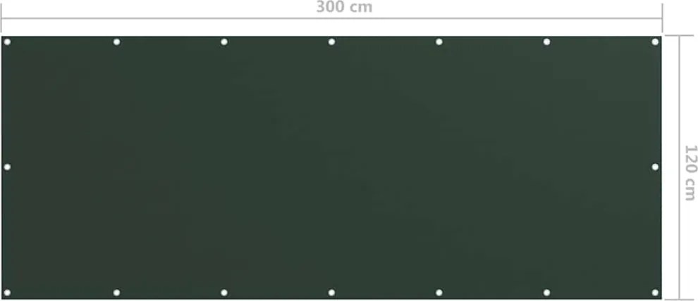 Balkónová zástěna tmavě zelená 120 x 300 cm oxfordská látka 135004
