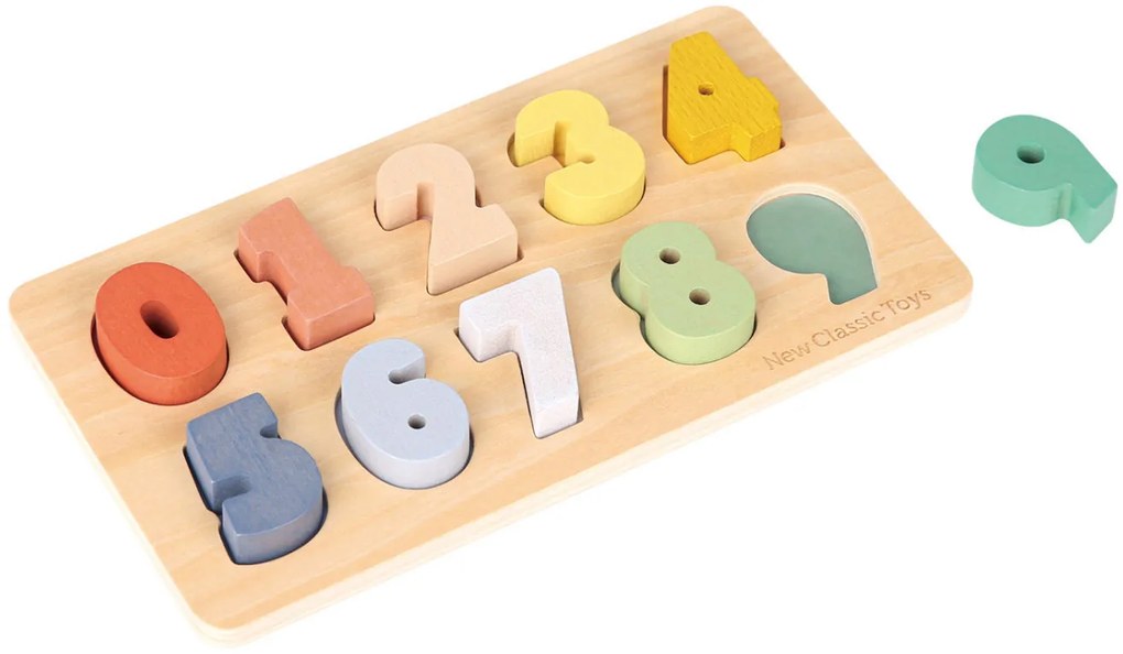 New classic toy vkládací dřevěné puzzle - čísla od 0 do 9