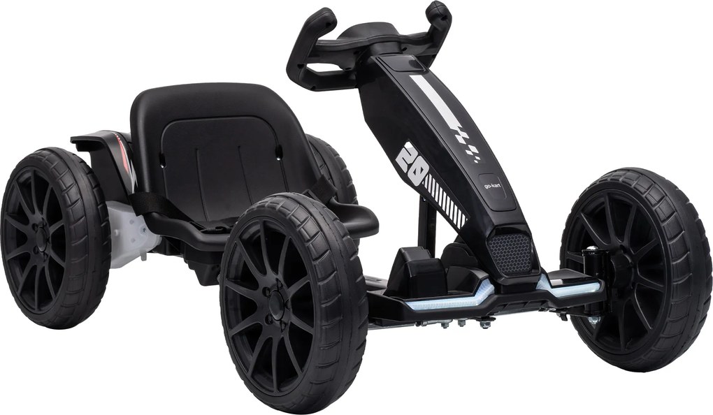 AIYAPLAY Elektrické dětské go-kart 12V, gokart se 2 motory, sedadlo nastavitelná ve 4 polohách, plynulý start, EVA kola, LED světlomety