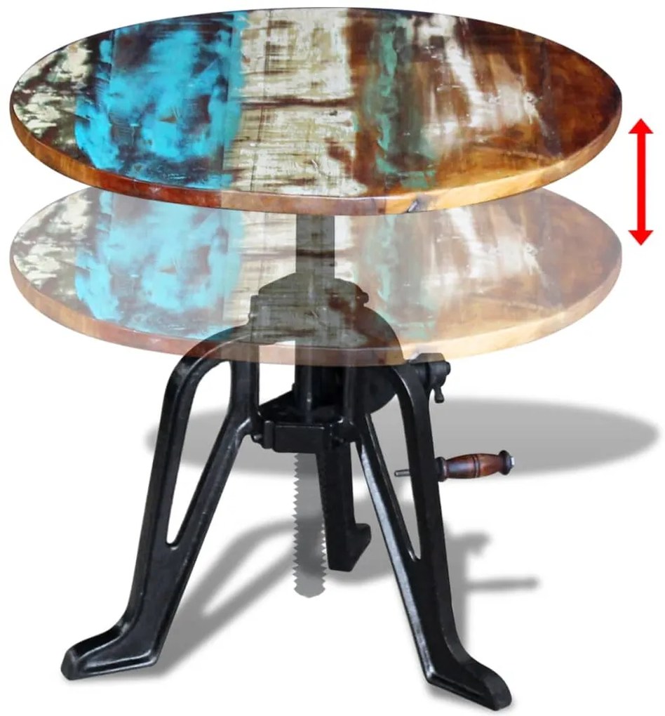 vidaXL Marketos Odkládací stolek masivní recyklované dřevo litina 60x(42–63) cm