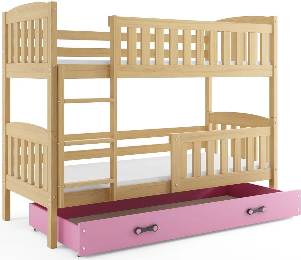 BMS Group Dětská patrová postel s úložným prostorem KUBUS borovice Velikost postele: 190x80 cm, Barva šuplíku: Grafit