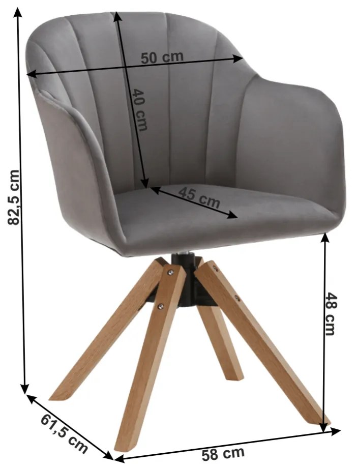 Otočné jídelní křesílko DALIO – látka, masiv tmavě modrá / buk