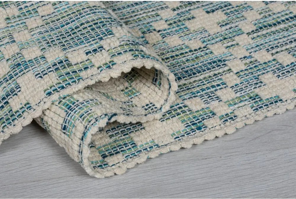 Kusový koberec Leela Ivory/Teal, 60x200, modrá, chodba / predsieň, Flair Rugs